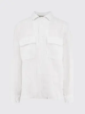 Aspesi Long-sleeved Pure Linen Shirt With Flap Patch Pockets - White