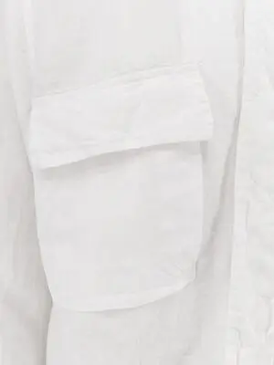 Aspesi Long-sleeved Pure Linen Shirt With Flap Patch Pockets - White
