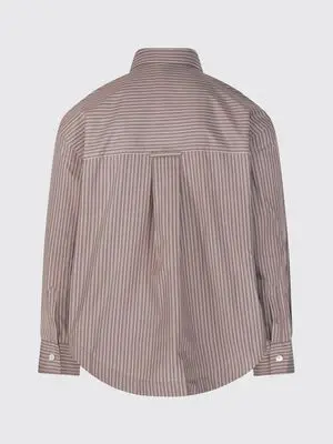 AMI Paris Relaxed Fit Striped Cotton Shirt With A Point Collar And Patch Pocket - Nude