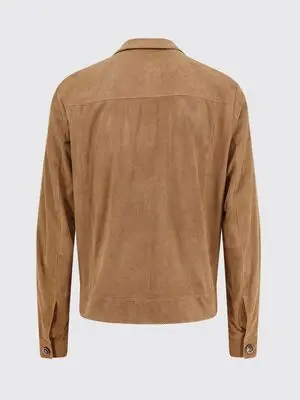 BOSS Perforated Suede Shirt Jacket With Flap Pockets