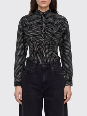 Junya Watanabe Slim Fit Polka Dot Crêpe Shirt With Ruffles - White