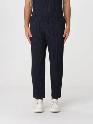 Issey Miyake Pleated Slim Fit Crêpe Trousers - Blue