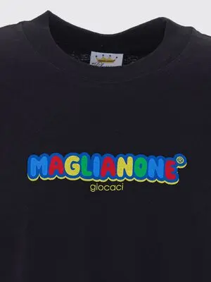 MAGLIANO Relaxed Fit Cotton Crew-neck T-shirt With Contrasting Logo - Black