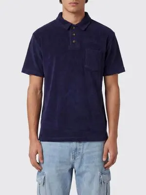 Howlin' Short-sleeved Cotton-blend Polo Shirt With A Chest Patch Pocket - Blue