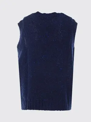 Howlin' Pure Wool V-neck Sweater Vest With Ribbed Trims - Blue