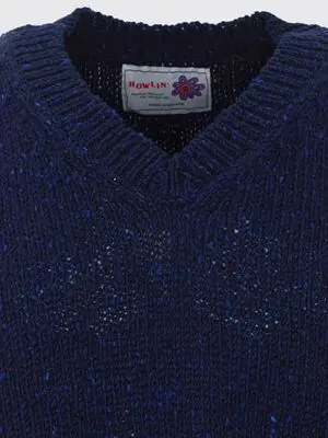 Howlin' Pure Wool V-neck Sweater Vest With Ribbed Trims - Blue