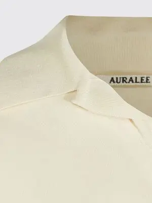 Auralee Short-sleeved V-neck Silk Polo Shirt