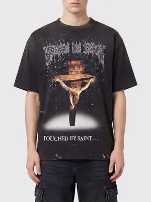 SAINT MXXXXXX Graphic Print Cotton T-shirt With Dropped Shoulders - Grey