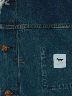 Maison Kitsuné Cotton Denim Jacket With Applied Logo