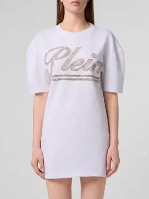 Philipp Plein Rhinestone Logo Cotton T-shirt - White