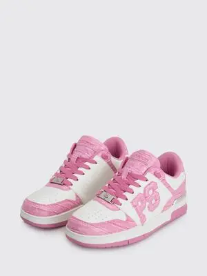 PLEIN SPORT Crocodile Print Leather Lace-up Sneakers - White 1
