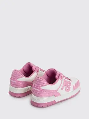 PLEIN SPORT Crocodile Print Leather Lace-up Sneakers - White 1