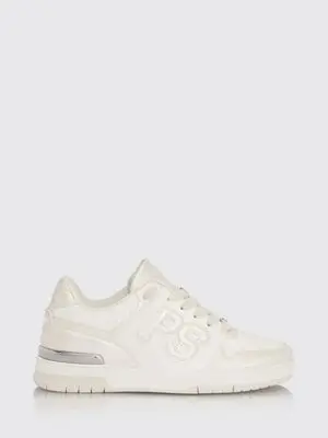 PLEIN SPORT Crocodile Print Leather Lace-up Sneakers - White