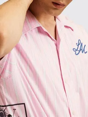 LA MARTINA Striped Relaxed Fit Cotton Shirt With Cuban Collar