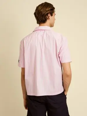 LA MARTINA Striped Relaxed Fit Cotton Shirt With Cuban Collar