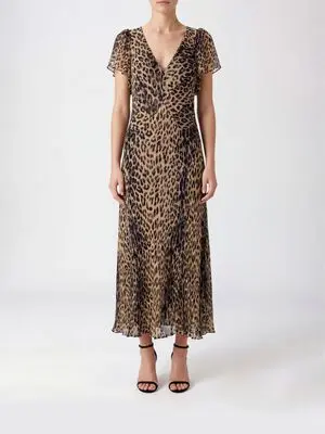 Rixo Animalier Viscose Midi Dress - Multicolor
