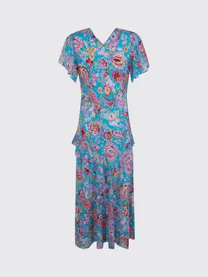 Rixo Floral Print Silk Midi Dress - Blue