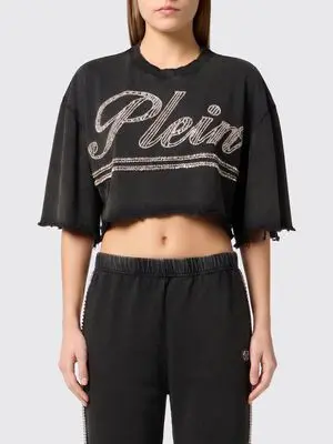 Philipp Plein Philipp Plein Cotton Crew-Neck T-Shirt With Rhinestone Logo Black