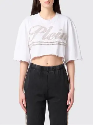 Philipp Plein Cotton Crew-neck T-shirt With Rhinestone Logo - White