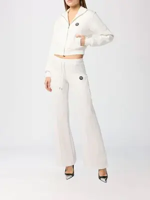 Philipp Plein Cropped Cotton Hoodie - White