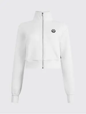 Philipp Plein Cropped Cotton Hoodie - White