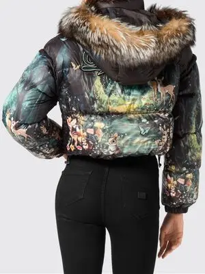 Philipp Plein Padded Jacket With Woodland Print And Fur Trim