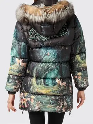 Philipp Plein Fairy" Printed Nylon Down Jacket With Fur Trimmed Hood