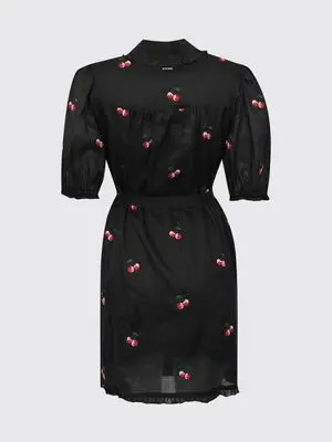 TWINSET Ramie Embroidered Mini Dress With Puff Sleeves And Belt
