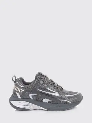 PLEIN SPORT Pegasus Project Mesh And Patent Leather Sneakers - Grey