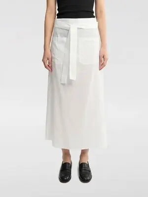 TOTEME Midi Skirt In Linen And Cotton Blend - White