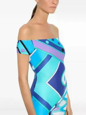 Emilio Pucci Vivara Iride-print Off-shoulder Playsuit