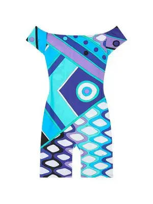 Emilio Pucci Vivara Iride-print Off-shoulder Playsuit