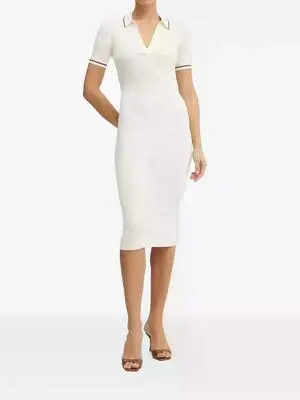 Armani Exchange Cable-knit Polo Midi Dress - White