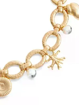 SELF-PORTRAIT Charm-embellished Hammered Effect Bracelet