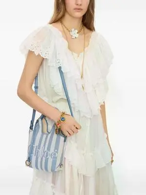 Chloé Striped Logo-print Mini Tote Bag