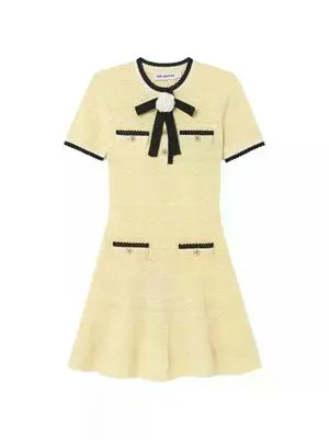 SELF-PORTRAIT Pointelle Knit Midi Dress - Yellow