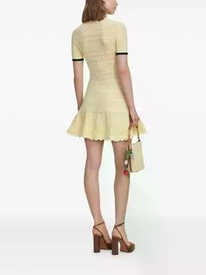SELF-PORTRAIT Pointelle Knit Mini Dress With Bow Detail