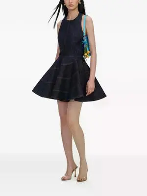 SELF-PORTRAIT Denim Halterneck Mini Dress