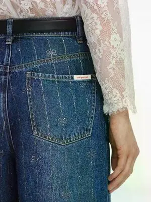 SELF-PORTRAIT Sequin Embellished Wide-leg Jeans