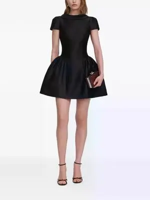 SELF-PORTRAIT Dropped-waistline A-line Mini Dress - Black