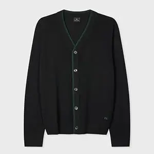 Paul Smith Merino Wool Cardigan With Contrast Collar