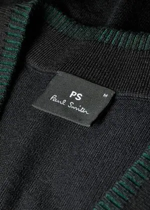 Paul Smith Merino Wool Cardigan With Contrast Collar