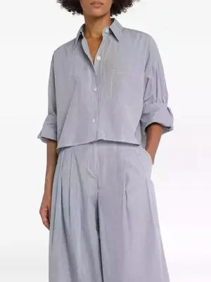 TWP Striped Cropped Shirt - Blue