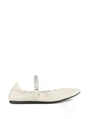 JIMMY CHOO Jade Ballerina Flats With Crystal Strap - Neutrals