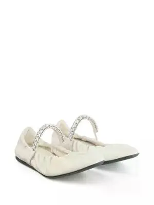 JIMMY CHOO Jade Ballerina Flats With Crystal Strap - Neutrals