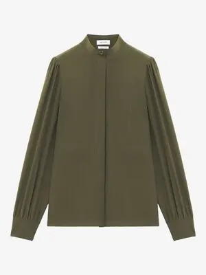 Alexander McQueen Wishbone Silk Crêpe De Chine Shirt - Green