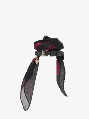 Alexander McQueen Skull Scarf Double Wrap Bracelet - Black/red