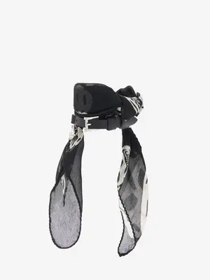 Alexander McQueen Skull Scarf Double Wrap Bracelet - Black/white