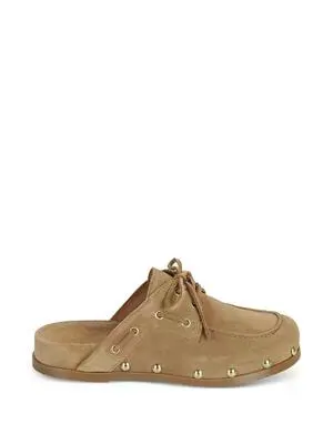ALPE Stud-embellished Lace-up Mules - Brown