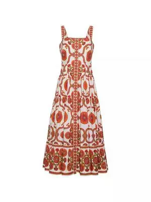 Cara Cara Margarita Floral-print Tiered Midi Dress - White